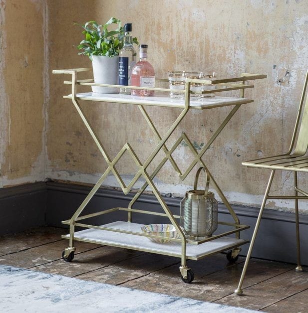 Anatole Solid Metal 2-Tier Bar Cart Trolley - The Tables