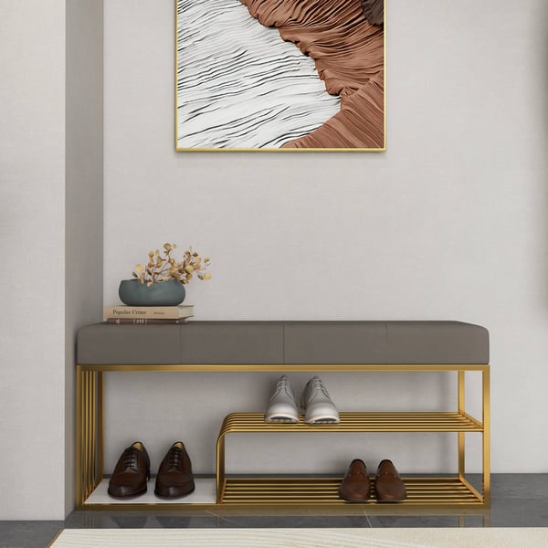 Austin Grey Cushion Solid Metal rectangular Shoe Rack, “open shoe rack ...