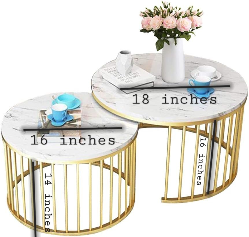 Premium Golden Pipe Cage Center Nesting Tables Set,”center tables for ...